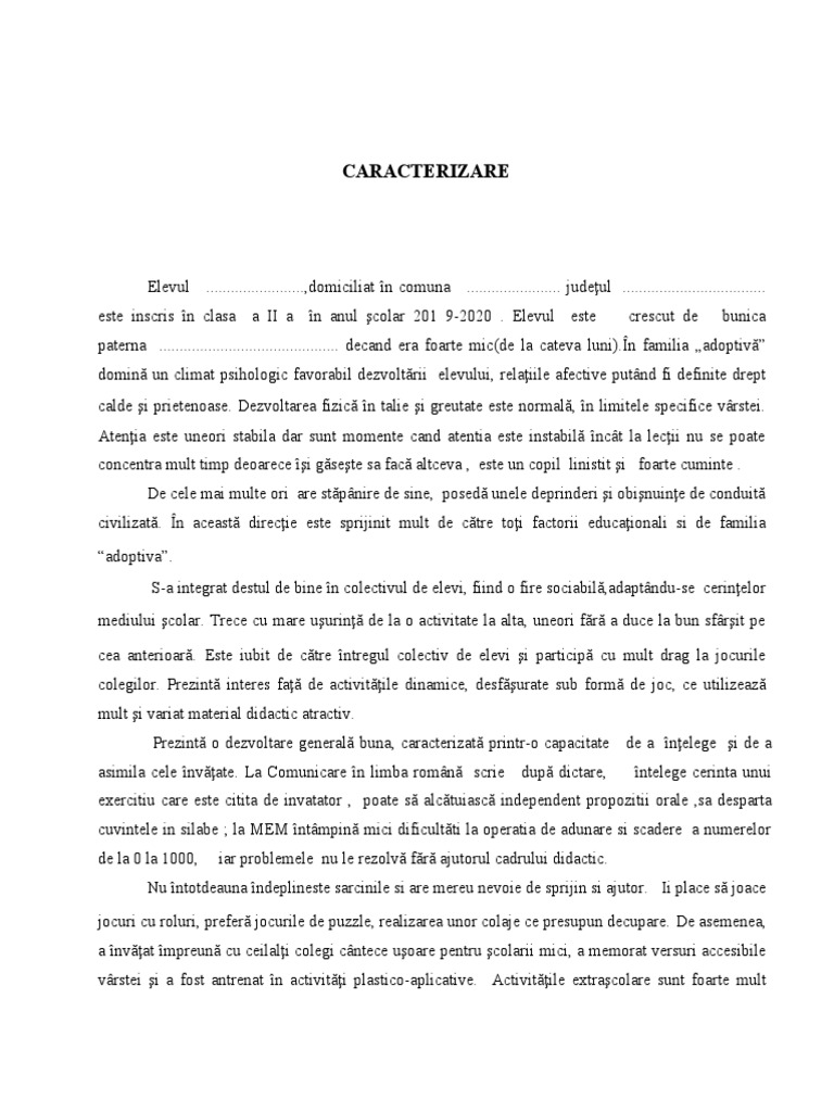 Model Caracterizare | PDF