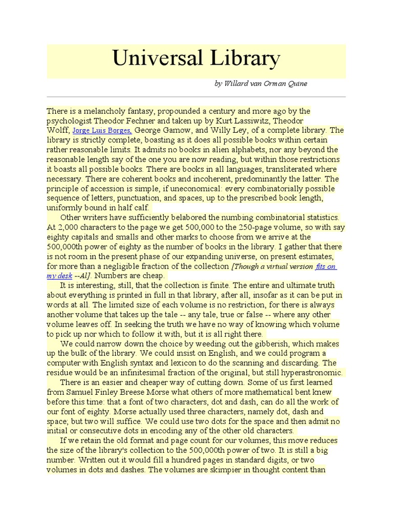 Universal Library - Quine | PDF