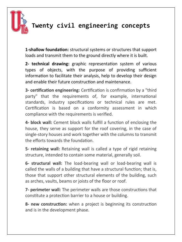 Key Civil Engineering Concepts Explained | PDF | Wall | Foundation ...