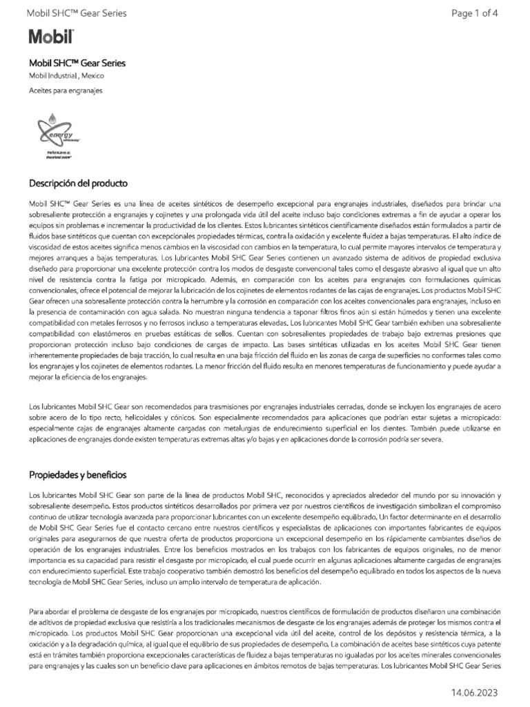 Mobil SHC Gear 220 | PDF