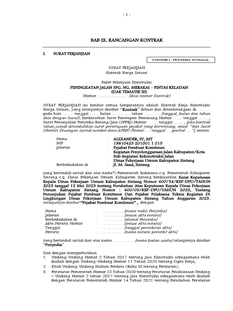 RK Peningkatan Jalan Spg. Ng. Merakai Pintas Keladan DAK Tematik III | PDF | Teknologi & Rekayasa