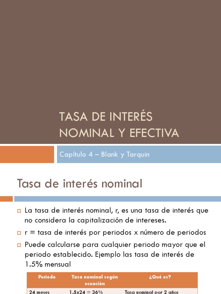 Tema 4-Tasa de Interés Nominal y Efectiva | PDF | Interés | Economía ...