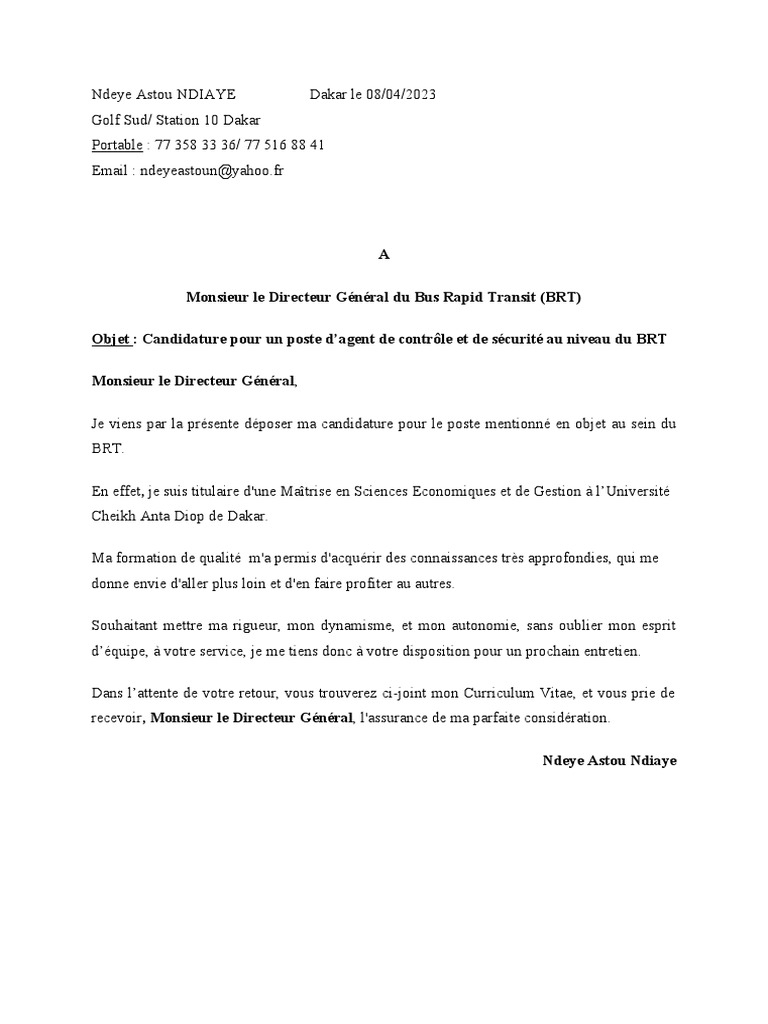 Lettre de Motivation | PDF