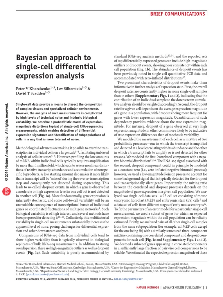 2014 Bayesian Approach To Single Cell Differential Expression