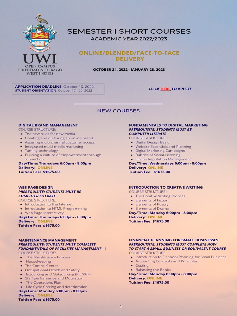 Semester I Short Courses 2022 - 2023 | PDF | Taxes | Massage