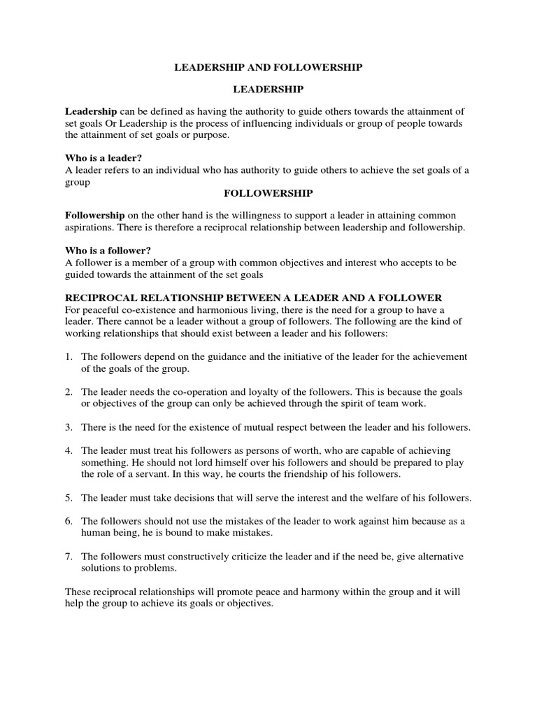 Leadership and Followership Note | PDF | Leadership | Decision Making