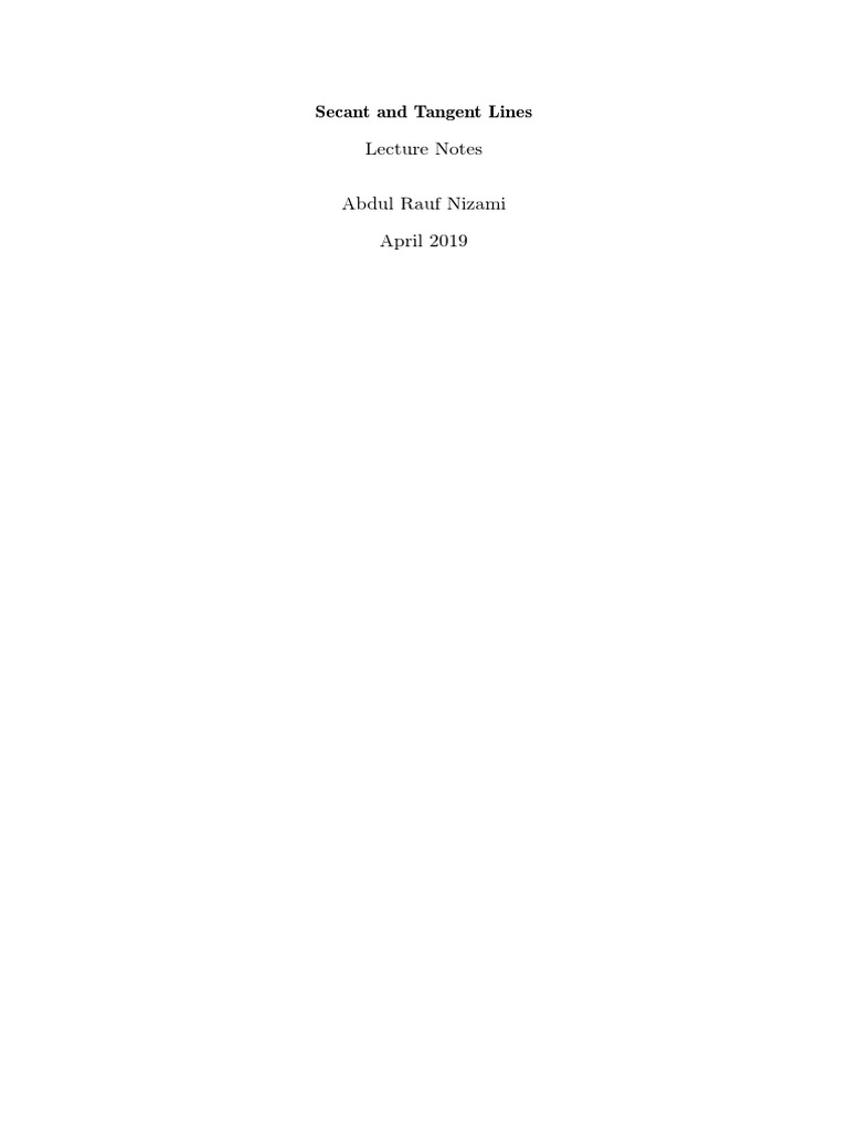 Secant and Tangent Lines Explained | PDF | Tangent | Slope