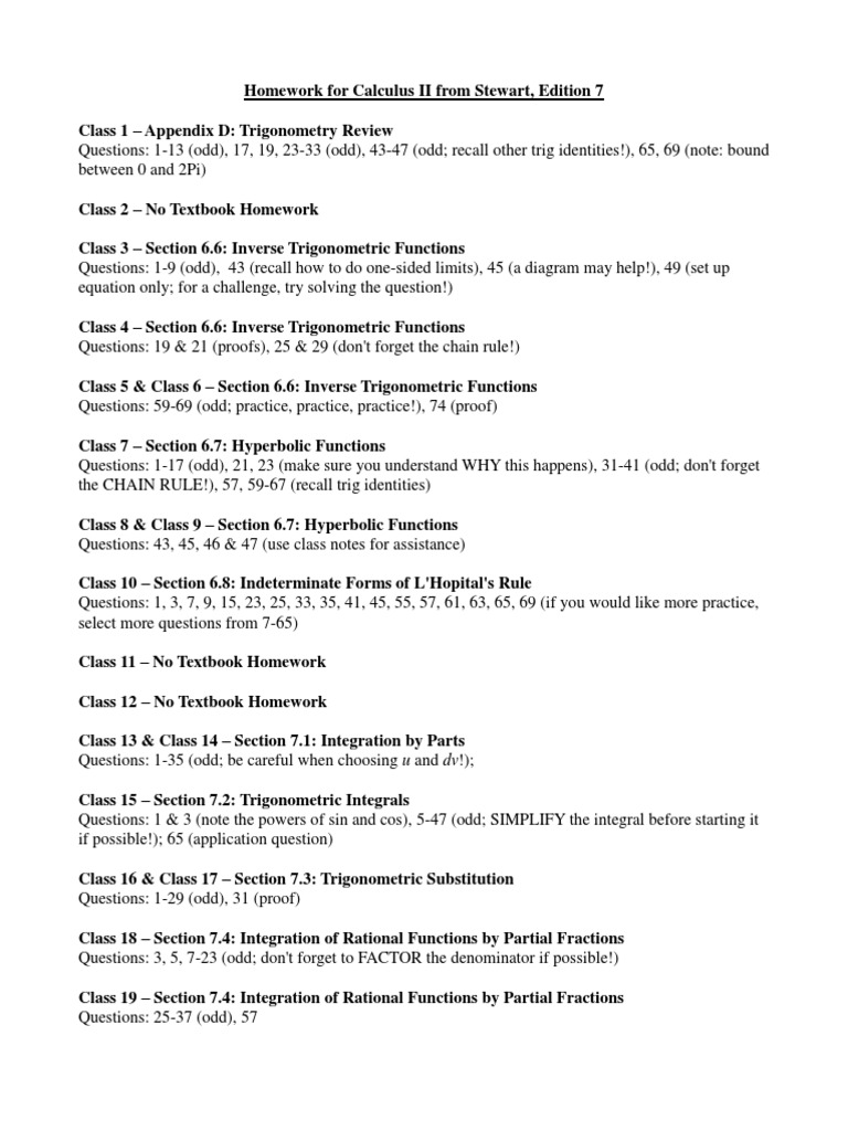Calculus II Homework From Stewart's Calculus Ed 7 | PDF | Integral ...