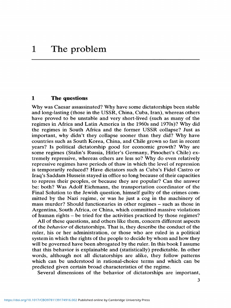 1 - The Problem | PDF | Dictatorship | Totalitarianism