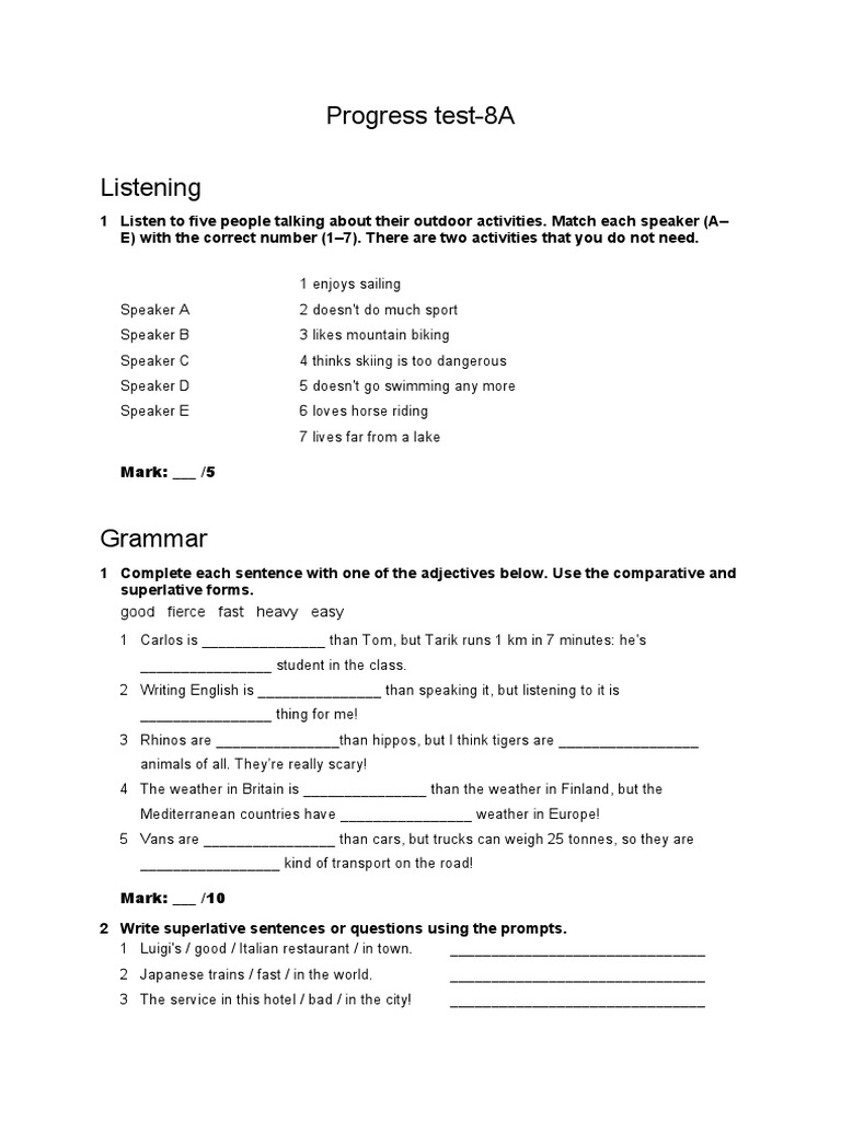 Progress Test 8a Pdf