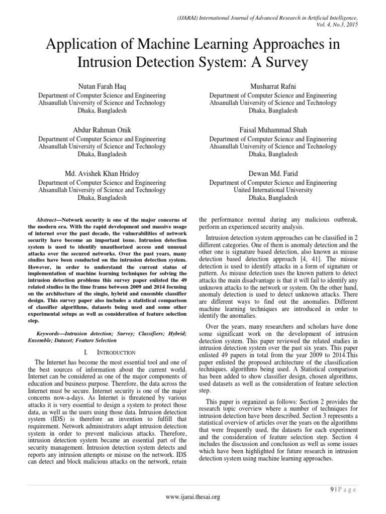 Paper 2-Application of Machine Learning Approaches in Intrusion ... Paper 2-Application of Machine Learning Approaches in Intrusion ...