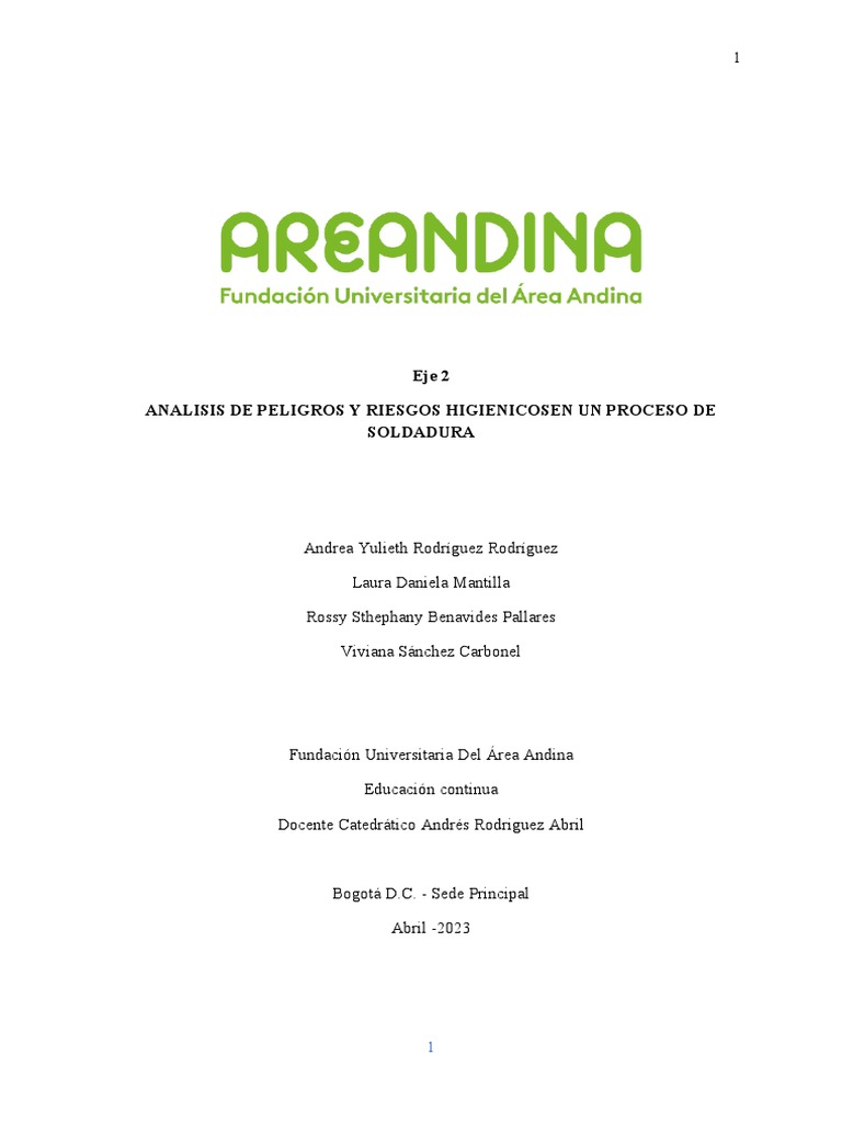 Analisis de Peligros y Riesgos Higienicos en Un Proceso de Soldadura ... Analisis de Peligros y Riesgos Higienicos en Un Proceso de Soldadura ...