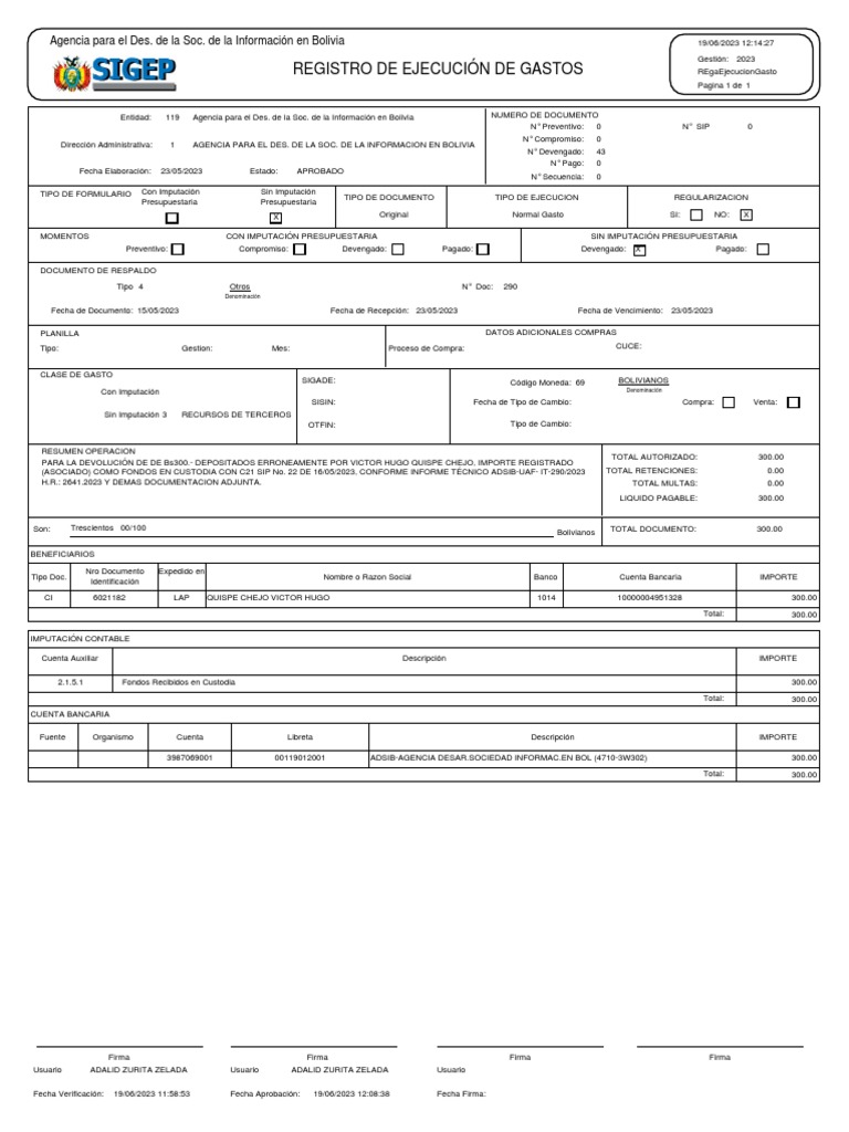 C31 SIP 43 Caso Victor Hugo Quispe Chejo | PDF | Bancario | Dinero