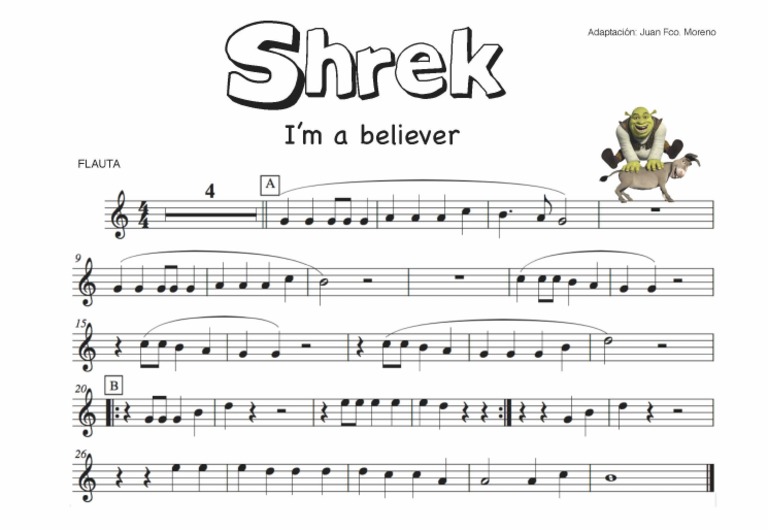 Shrek Im a Believer Flauta Dulce Partitura | PDF