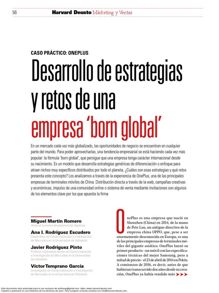 Caso 3 One - Plus Born - Global | PDF