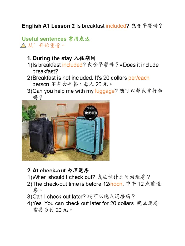 English A1 Lesson 2 | PDF | Travel | Language Arts & Discipline