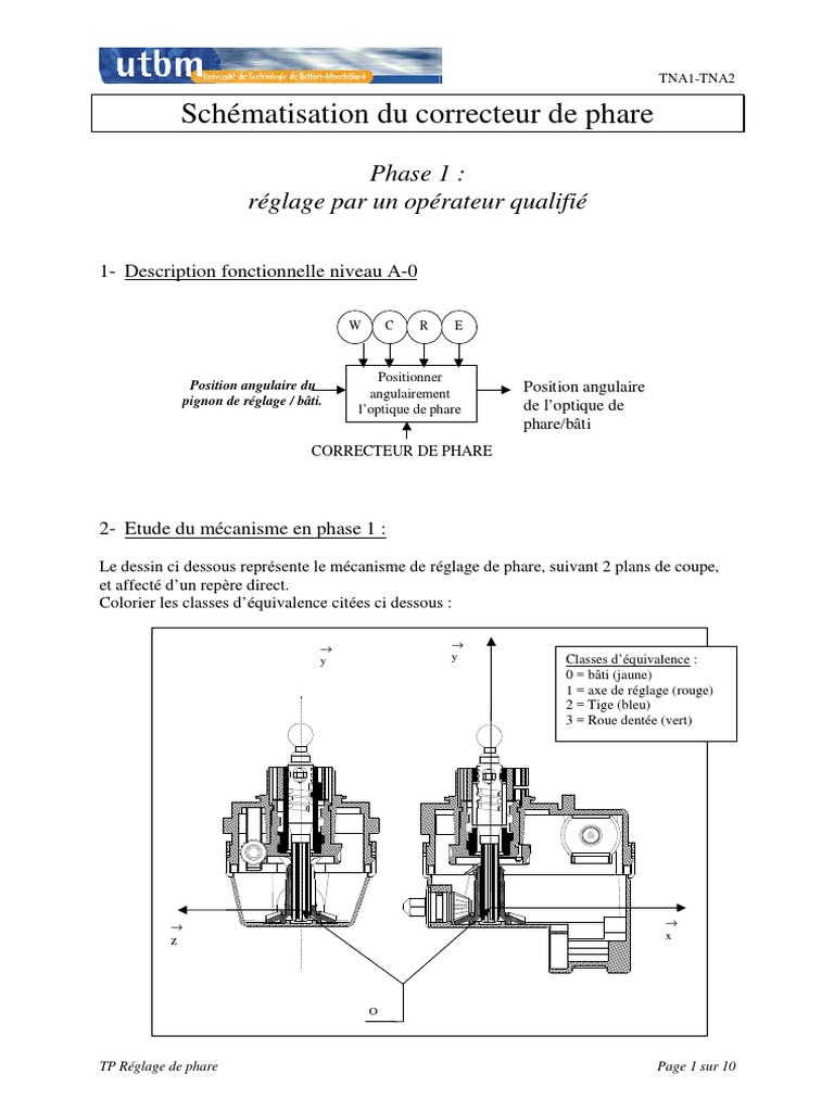 TP Schéma Cinématique - Correcteur de Phare | PDF