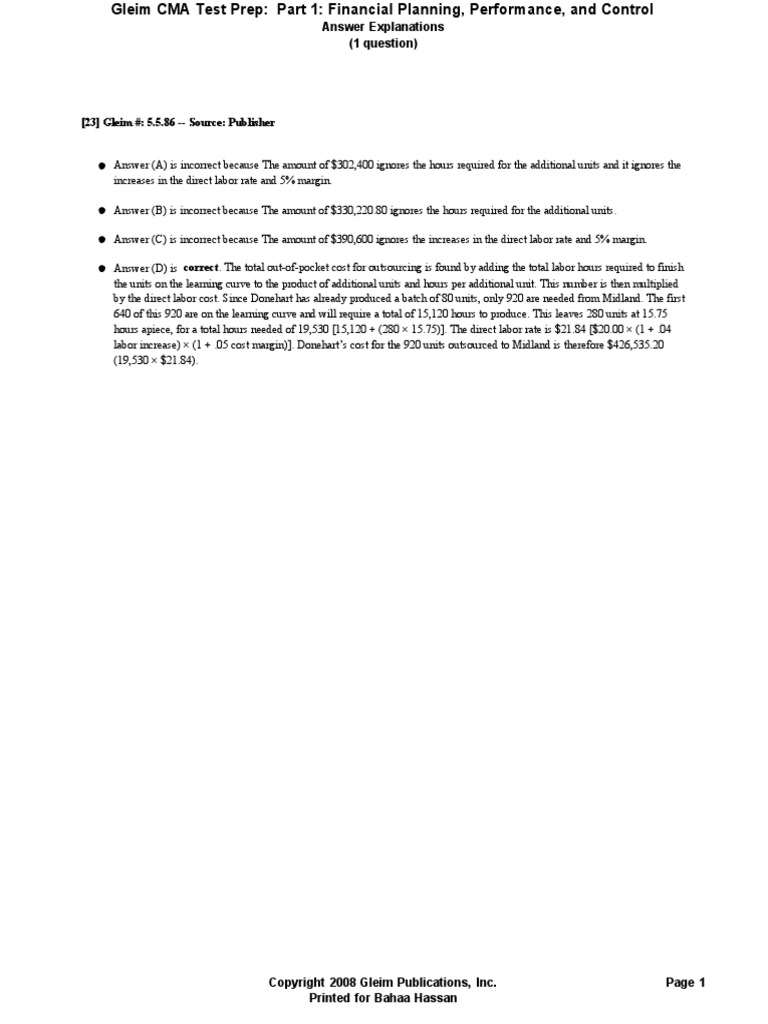 Gleim CMA Test Prep | PDF | Business | Finance & Money Management