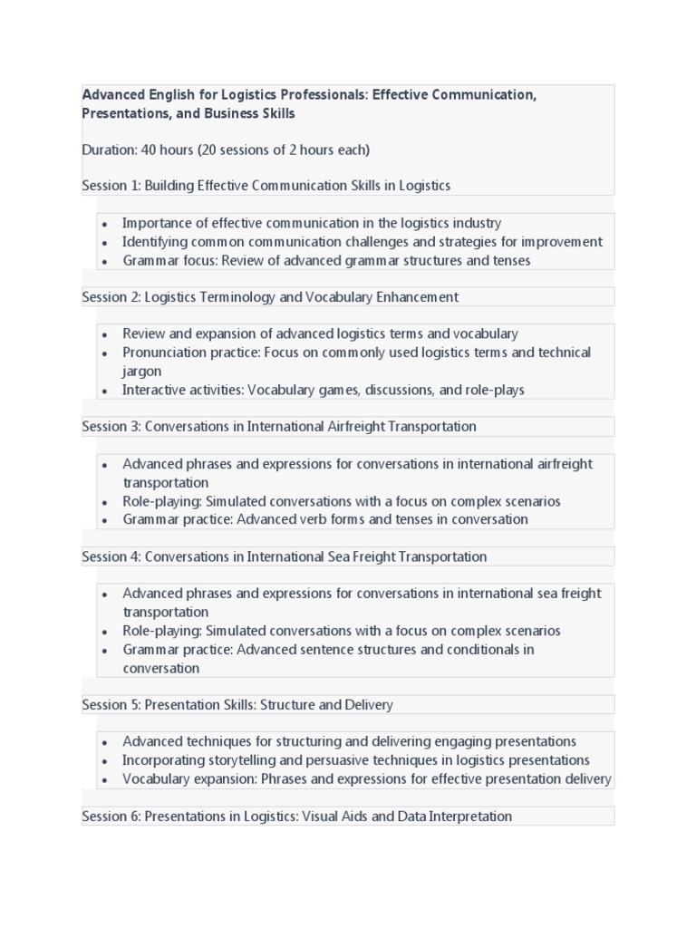 40h Advanced English For Logistics Professionals | PDF | Logistics ...