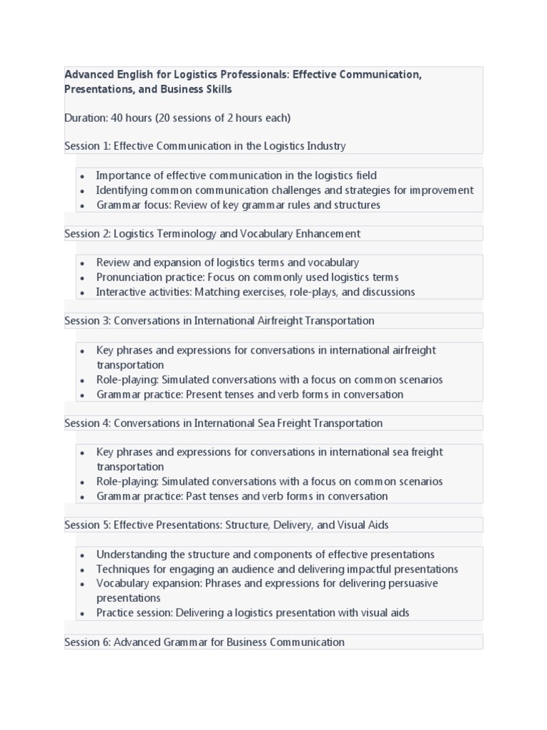 Advanced English for Logistics Communication | PDF | Communication ...