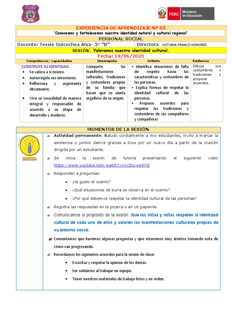 P.S (Tutoría) Valoramos Nuestra Identidad Cultural. | PDF | Tradiciones ...