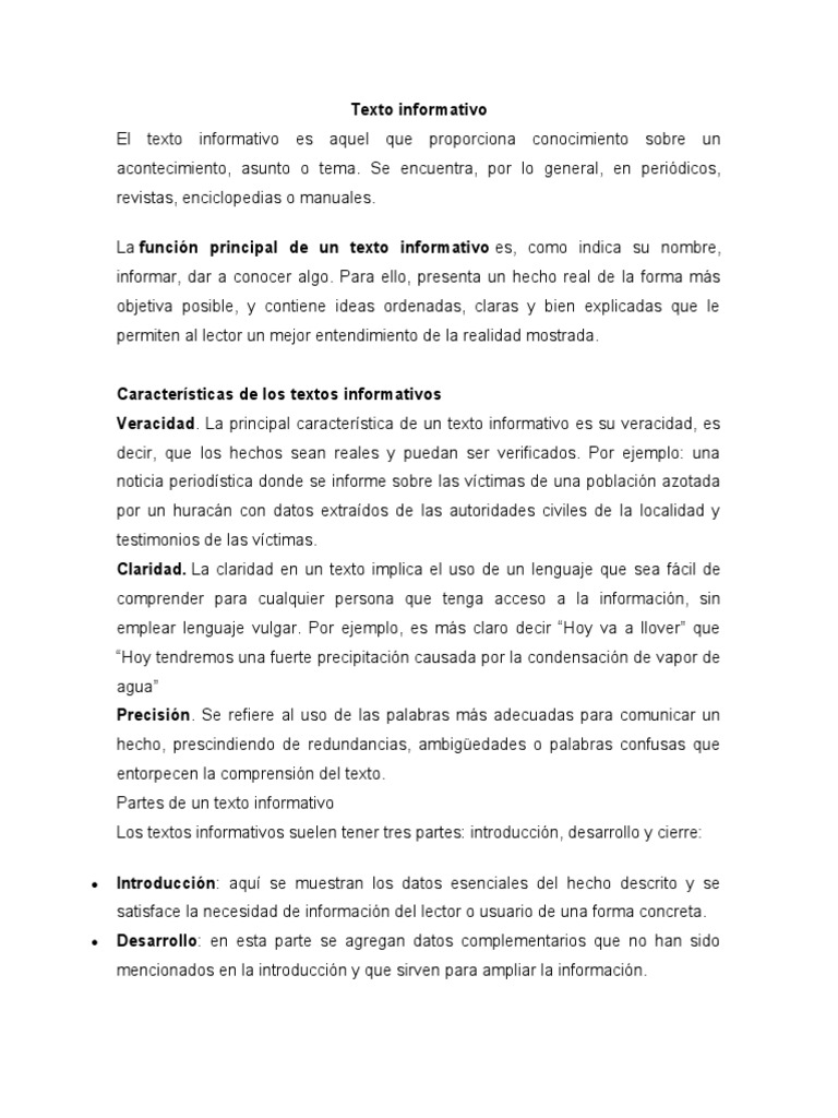 Partes de un Texto Informativo | PDF | Política