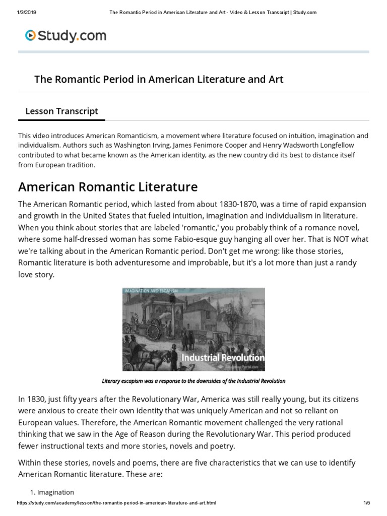 1the Romantic Period in American Literature and Art - Video & Lesson ...