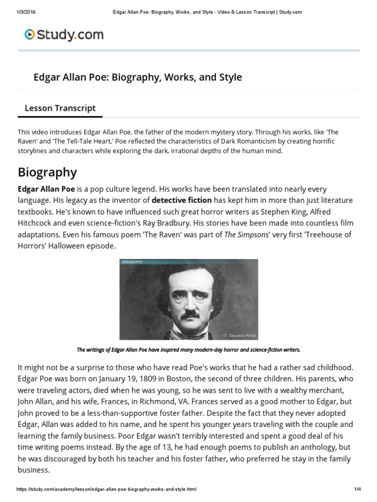 2Edgar Allan Poe_ Biography, Works, and Style - Video & Lesson ...