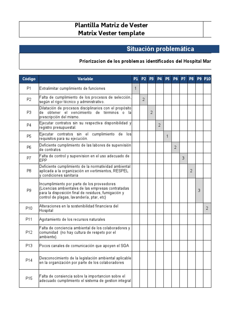 Plantilla Matriz de Vester Final | PDF | Economias | Entorno natural