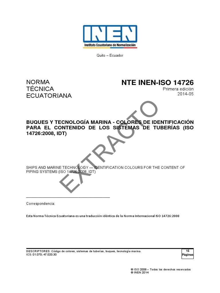 nte_inen_iso_14726 BUQUES Y TECNOLOGIA MARINA | PDF | Organización ...