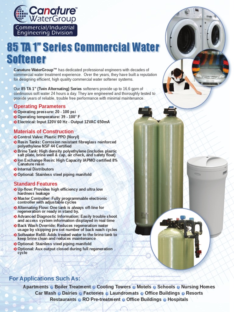85 TA Series Spec Sheet | PDF | Water | Chemistry