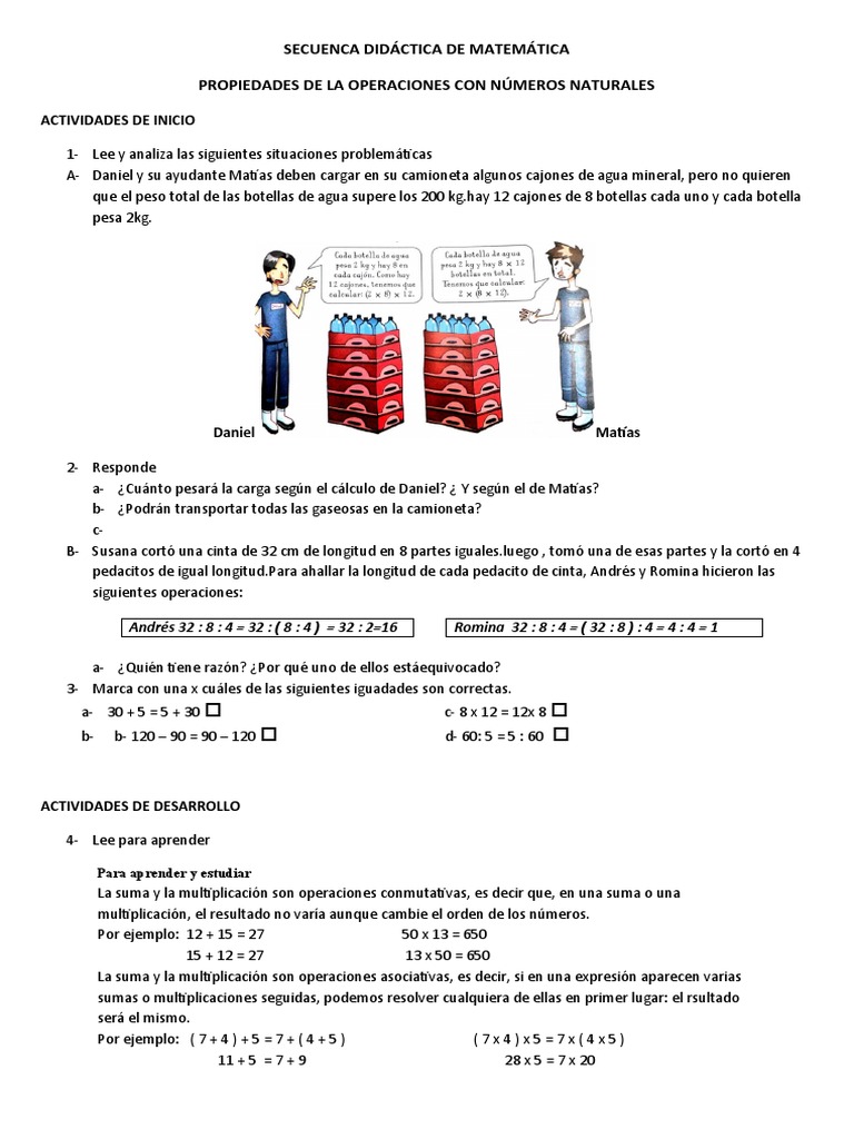MATE .ejercicios combinados y propiedades (1) | PDF | Multiplicación | Matemáticas