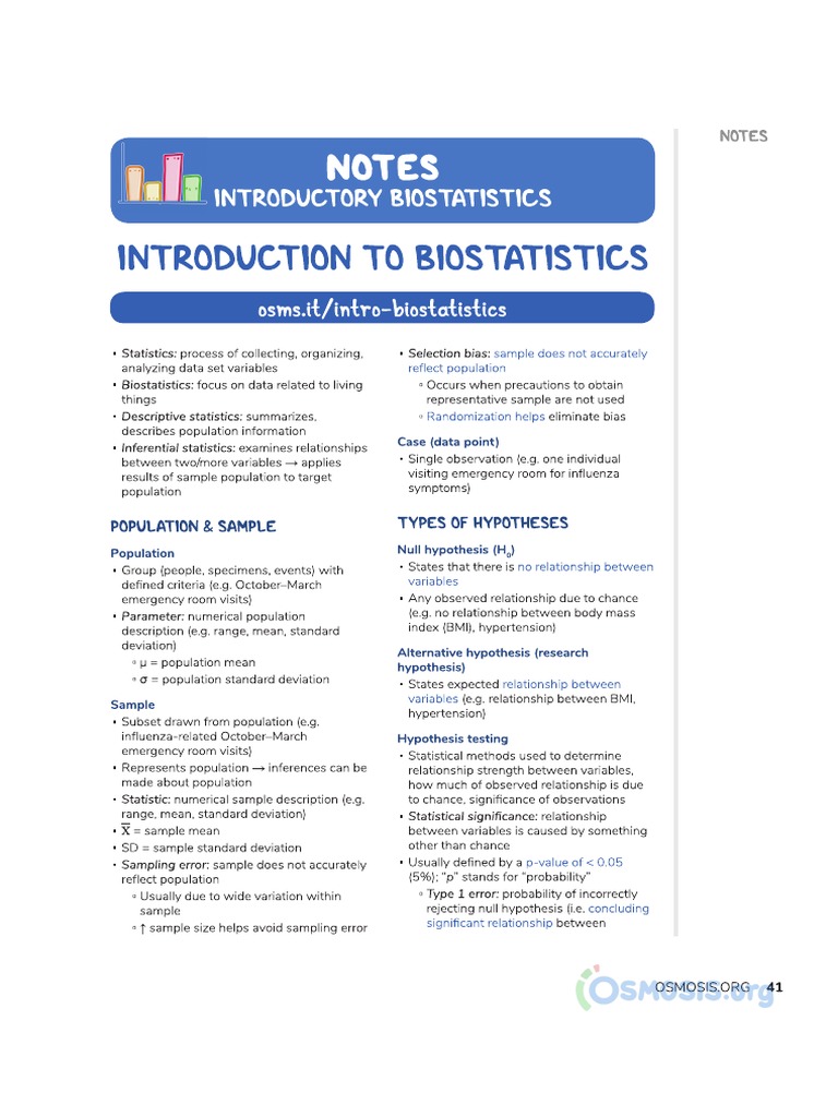 Introduction To Biostatistics: Video & Anatomy - Osmosis | PDF