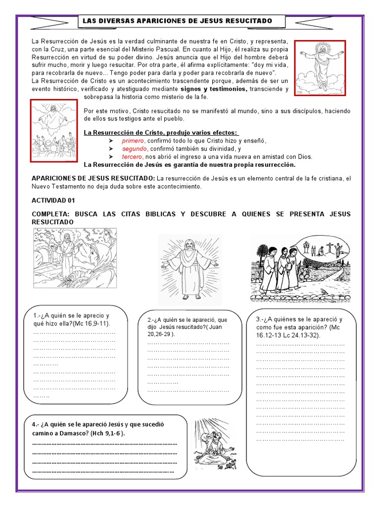 Las Diversas Apariciones de Jesus RESUCITADO 2023 Sec Ok1 | PDF | La ...
