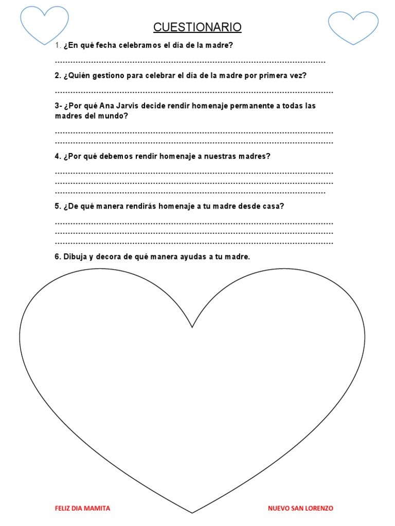 Cuestionario Dia de La Madre 2020 | PDF