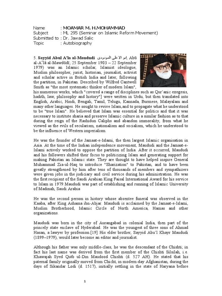 Sayyid Abul Ala Al Maududi - Moamar M. H.mohammad | PDF | Islamic ...