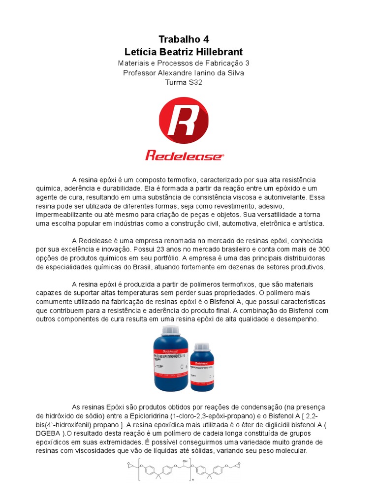 S32 T4 Letícia Hillebrant | PDF | Epóxi | Desperdício