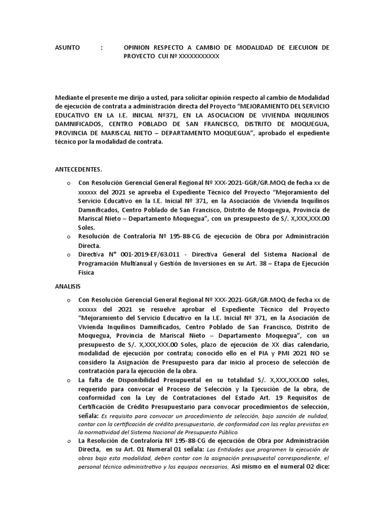 Opinion Contrata A Administracion Directa | PDF | Negocios | Finanzas y ...