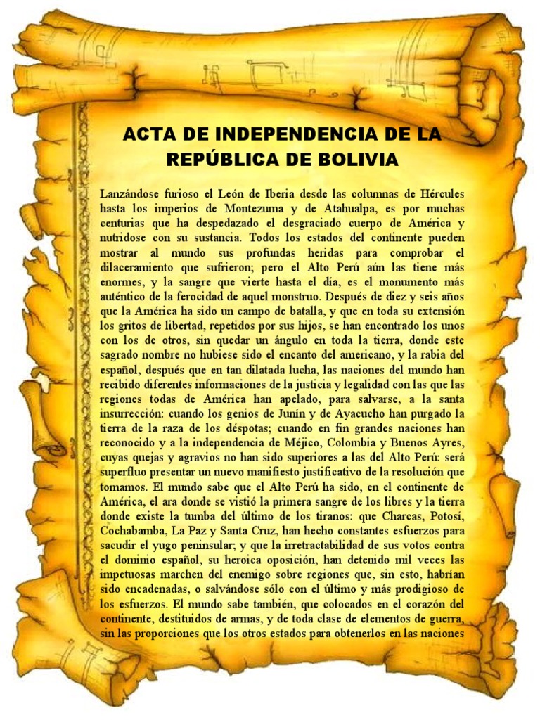 ACTA DE INDEPENDENCIA DE LA REPÚBLICA DE BOLIVIA | PDF | Perú | Bolivia
