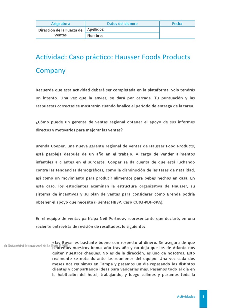 Caso Hausser Foods | PDF | Liderazgo | Marketing