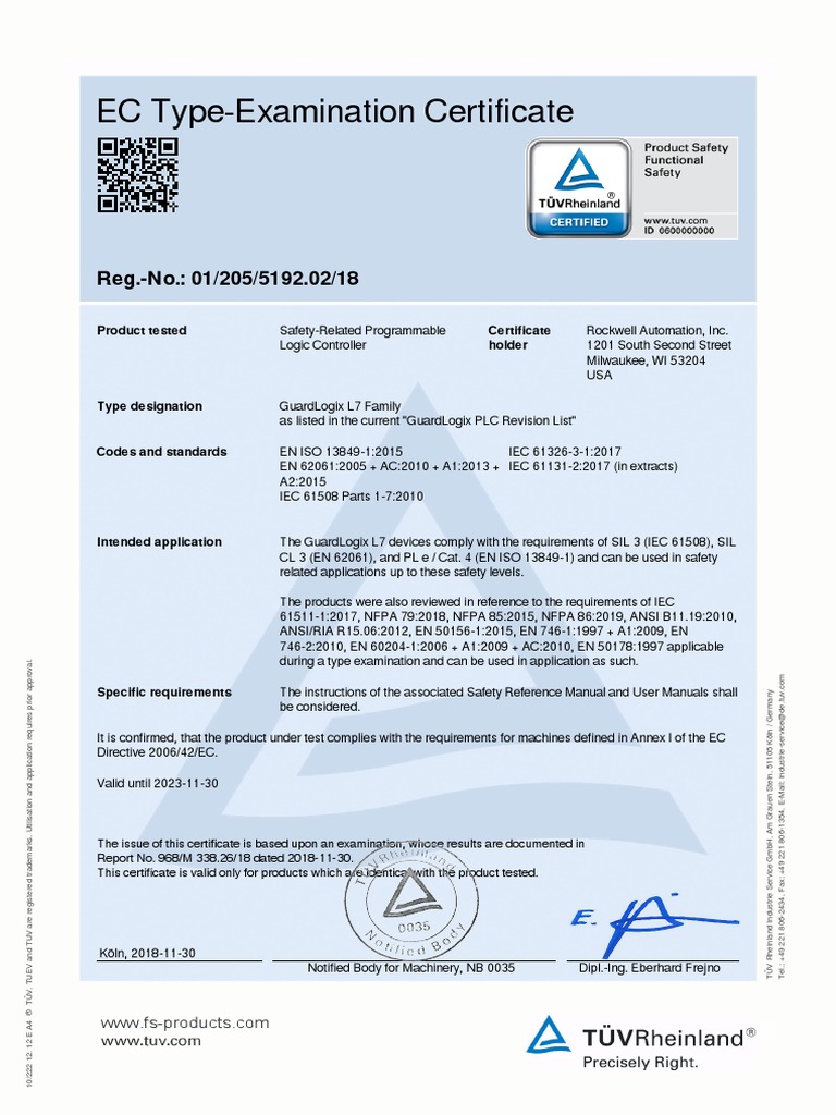 EC Type-Examination Certificate: Reg.-No.: 01/205/5192.02/18 | PDF ...