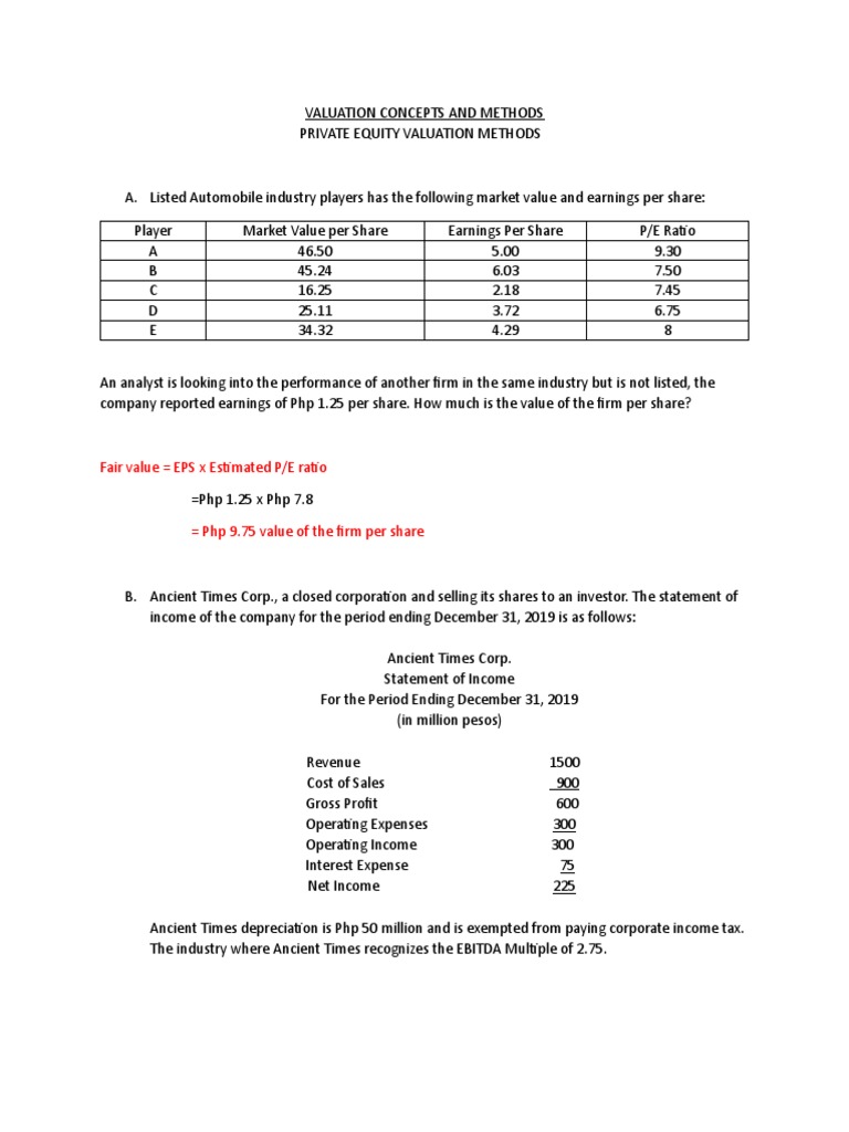 Private Equity Valuation Techniques | PDF | Valuation (Finance) | Stock ...