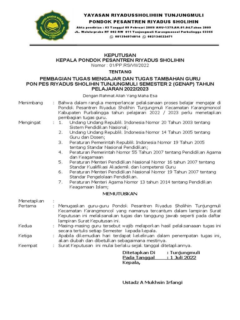 SK Dan Jadwal PP | PDF