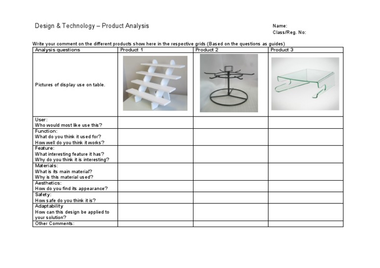 Product Analysis Worksheet for DT | PDF | Art