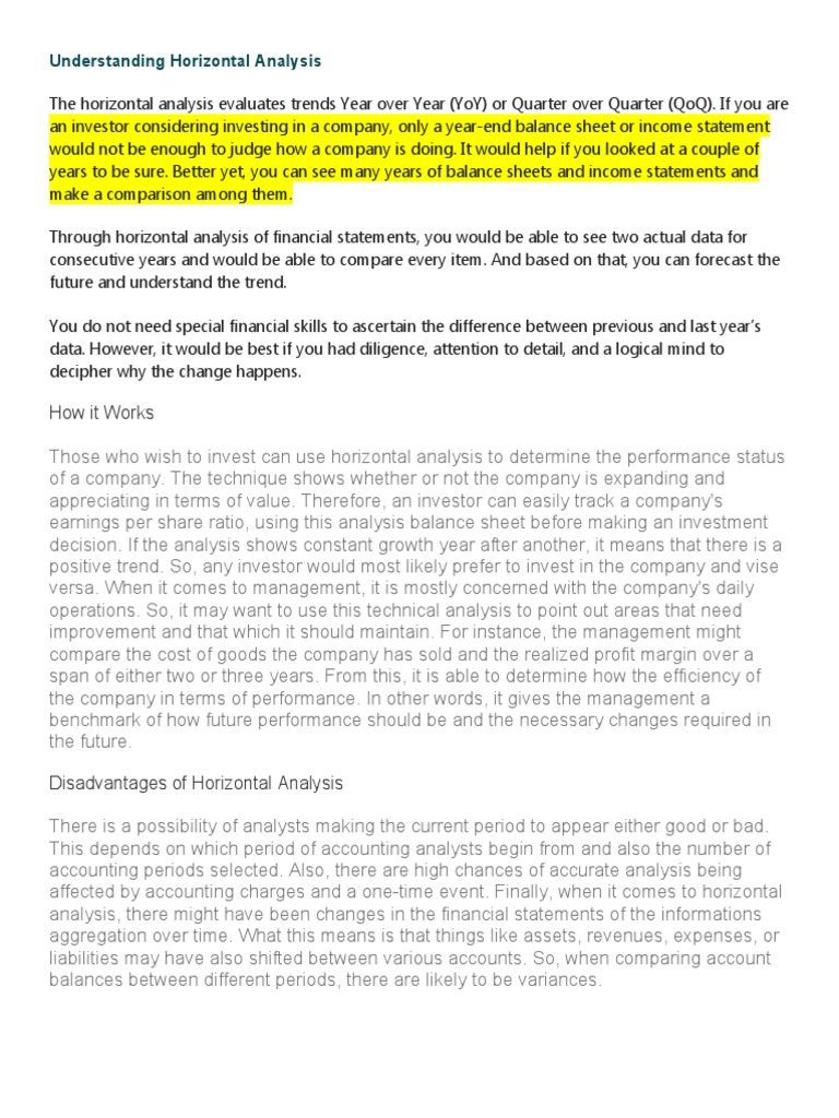 Understanding Horizontal Analysis | PDF | Investing | Financial Statement