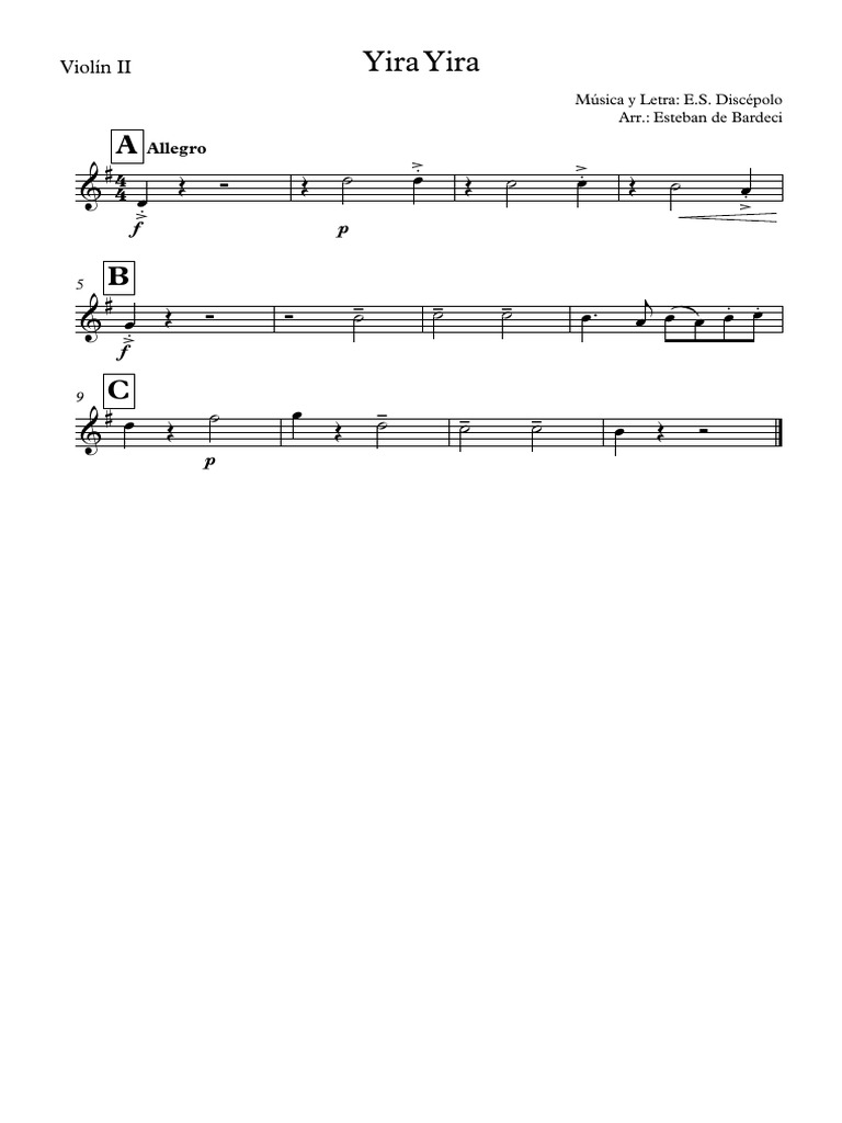 Yira Yira - Violín II | PDF