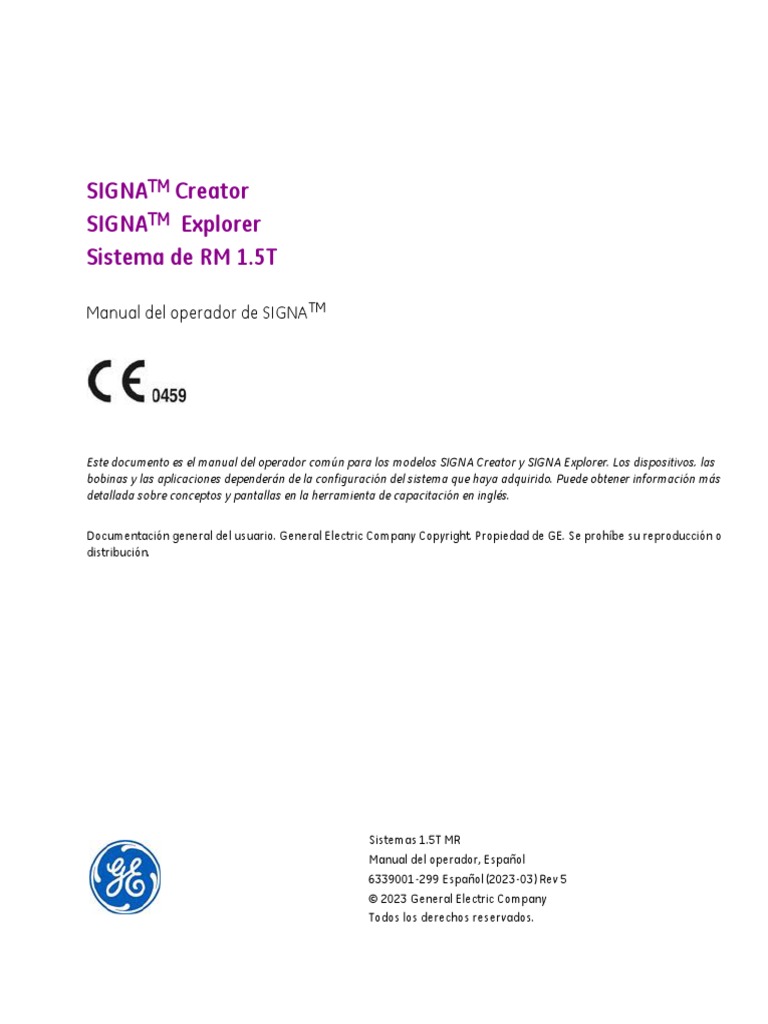 Resonador, GE, SIGNA Creator - SIGNA Explorer, Manual Usuario, Español ...
