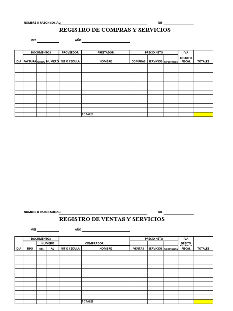 Registro de Compras y Ventas Fiscales | PDF