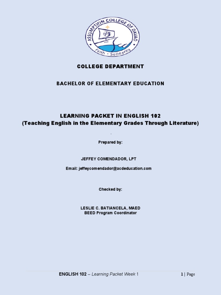 GEPPC - LEARNING-PACKET-ENG-102-WEEK-01 | PDF | Cognition | Cognitive Science