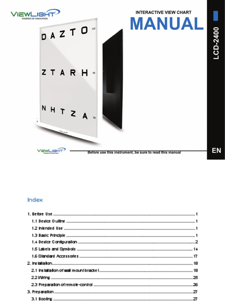 Monitor optotipos, ViewLight, LCD-2400, manual usuario, Inglés | PDF | Electrical Connector ...
